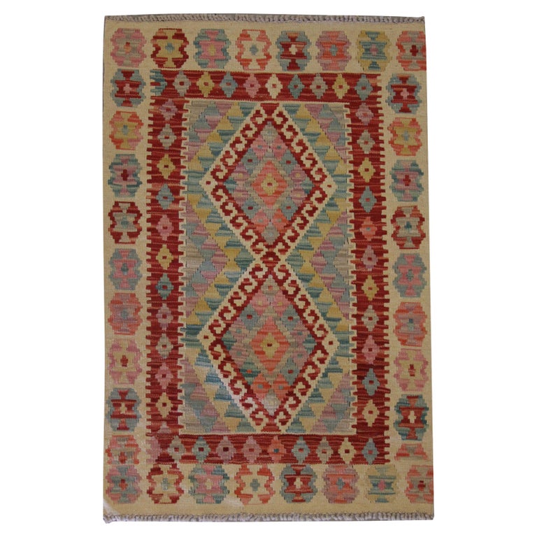 Geometric Kilim Cherry Handmade Carpet Red Kilim Rug Oriental Area Rug ...