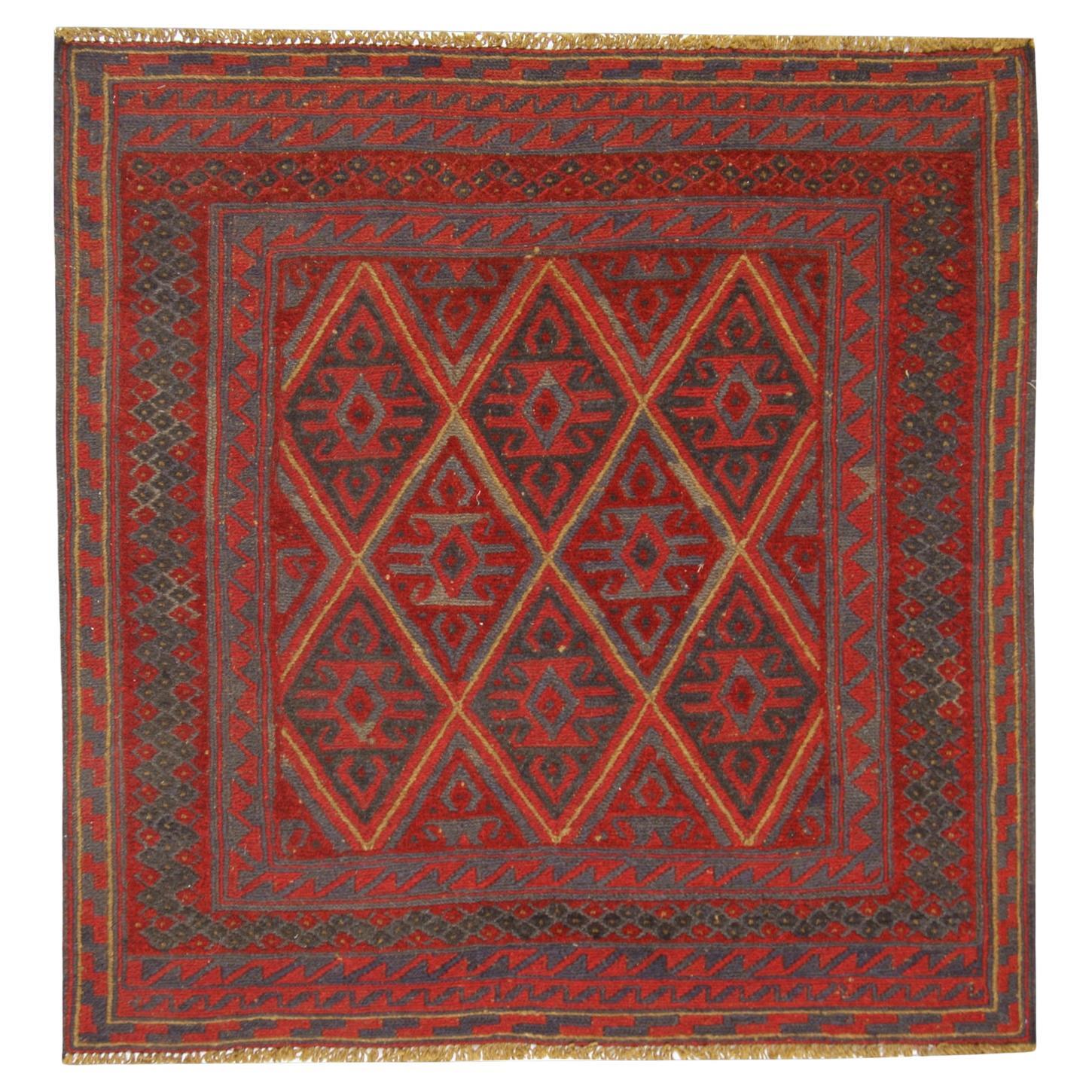 Handmade Carpet Oriental Rug Traditional Deep Red Rugs Square Turkmen ...