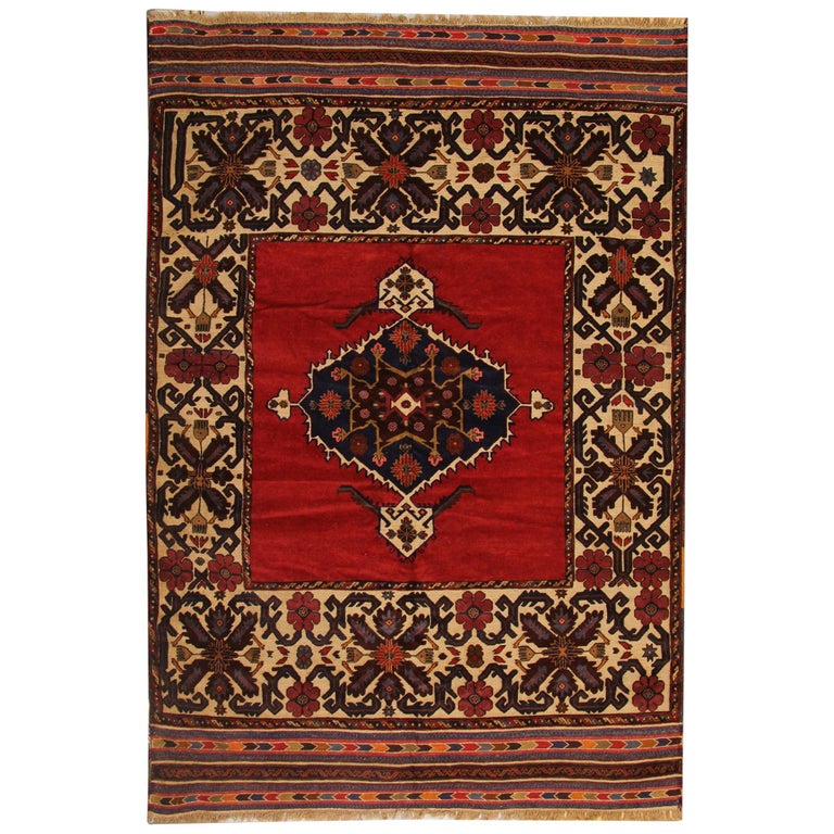 Handmade Carpet Sale, Rustic Vintage Geometric Afghan Red Rug For Sale ...