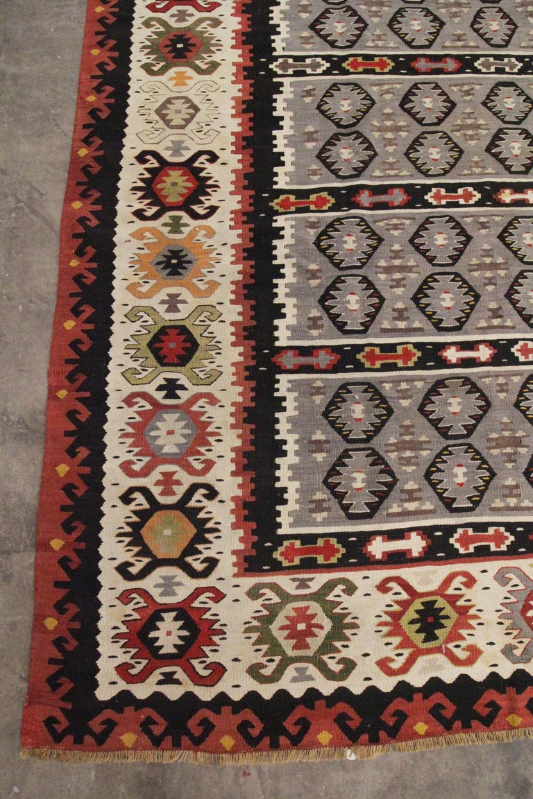 Handmade Carpet Serbian Kilims Striped Wool Blue Flatweave Area Rug For ...