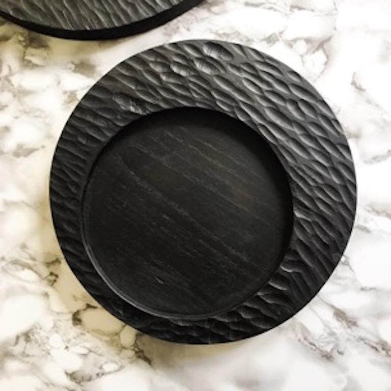 Handmade Carved Wood Large Circular Tray in Natural, in Stock at 1stDibs
