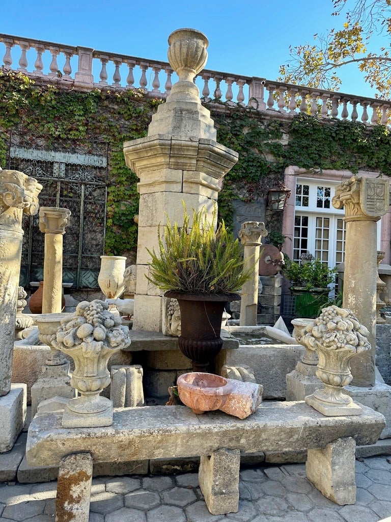 Handmade Cast Stone Fruit Flower Basket post Finials Vase Urn Form ...