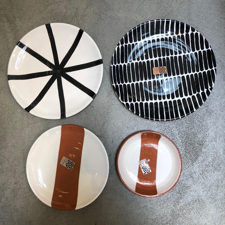 Handmade Ceramic Dinner and Salad Plates and Bowl with Graphic Design ...
