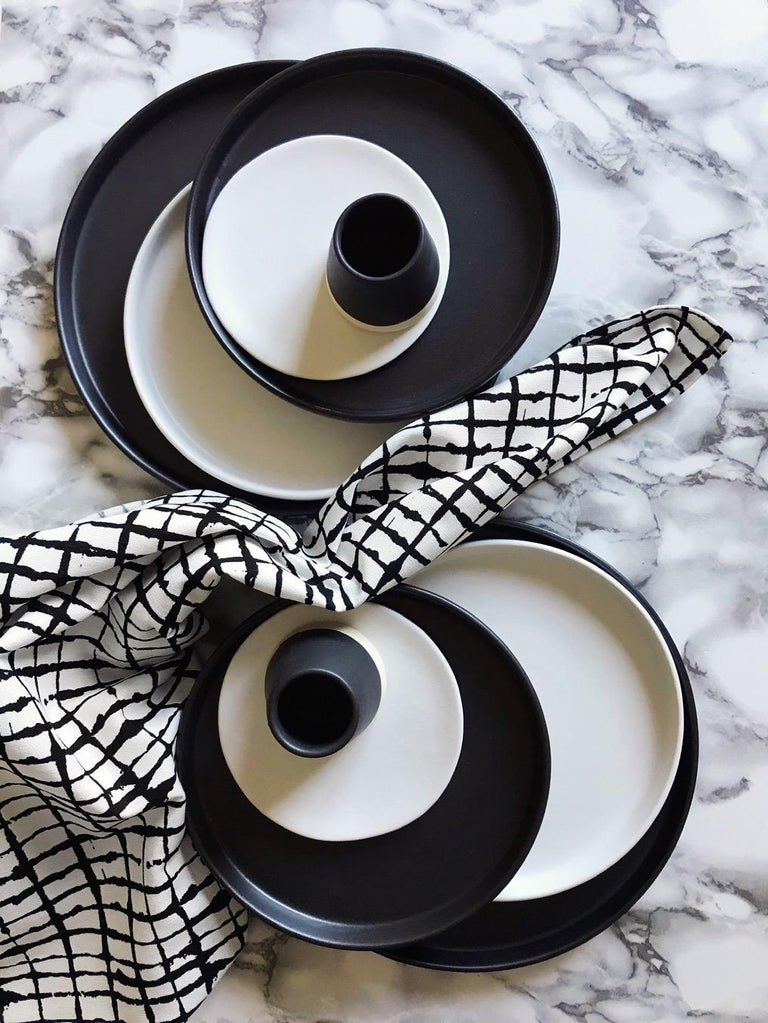 Handmade Ceramic Matte Dinner Plate in White, in Stock For Sale at 1stDibs