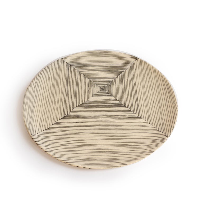 Handmade Ceramic Plates with Square Design For Sale at 1stDibs