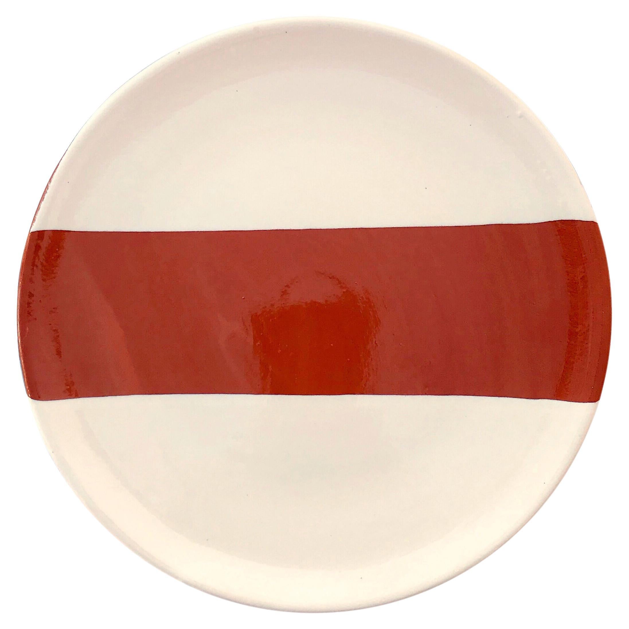 Handmade Ceramic Rectangle Dinner Plate in Terracotta and White, in ...
