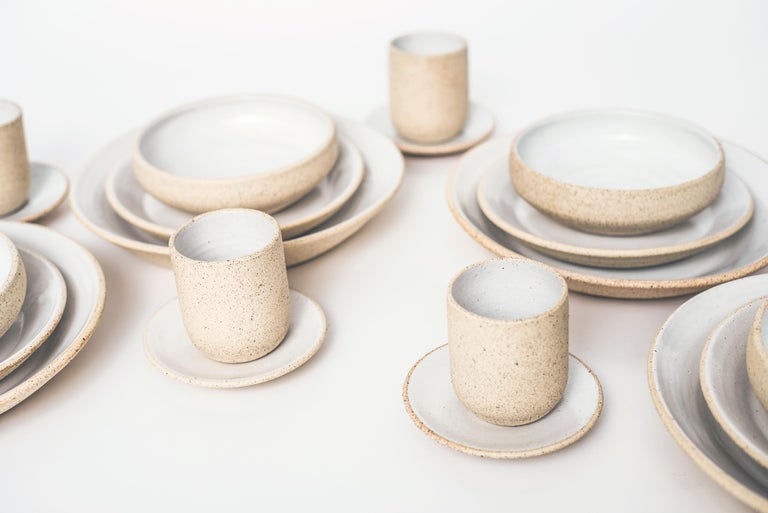 Handmade Ceramic Stoneware Five Piece Place Setting in Ivory and ...