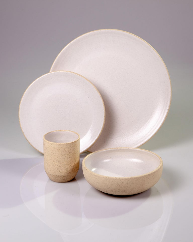 Handmade Ceramic Stoneware Five Piece Place Setting in Ivory and ...