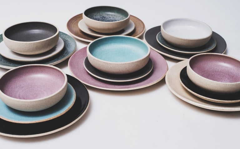 Handmade Ceramic Stoneware Bowl in Grey, in Stock For Sale at 1stDibs