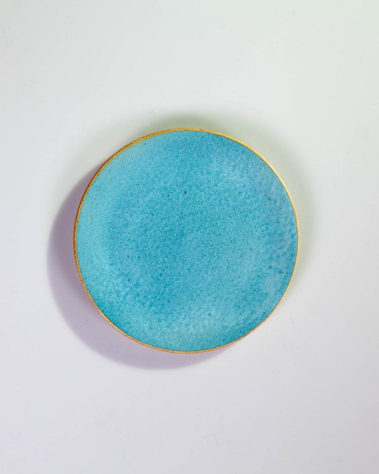 Handmade Ceramic Stoneware Dinner Plate in Turquoise, in Stock For Sale ...
