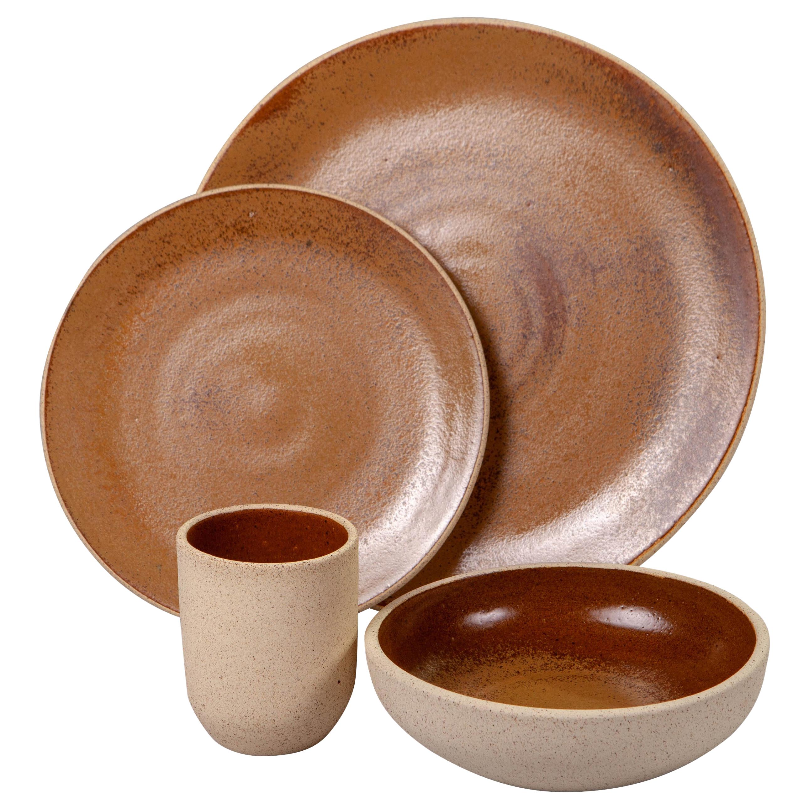 Handmade Ceramic Stoneware Five Piece Place Setting in Ochre, in Stock ...