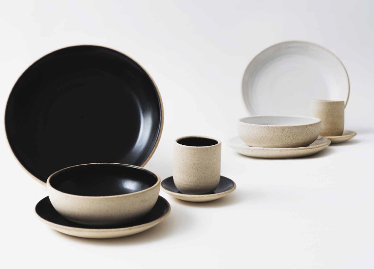 Handmade Ceramic Stoneware Five Piece Place Setting in Obsidian, in ...