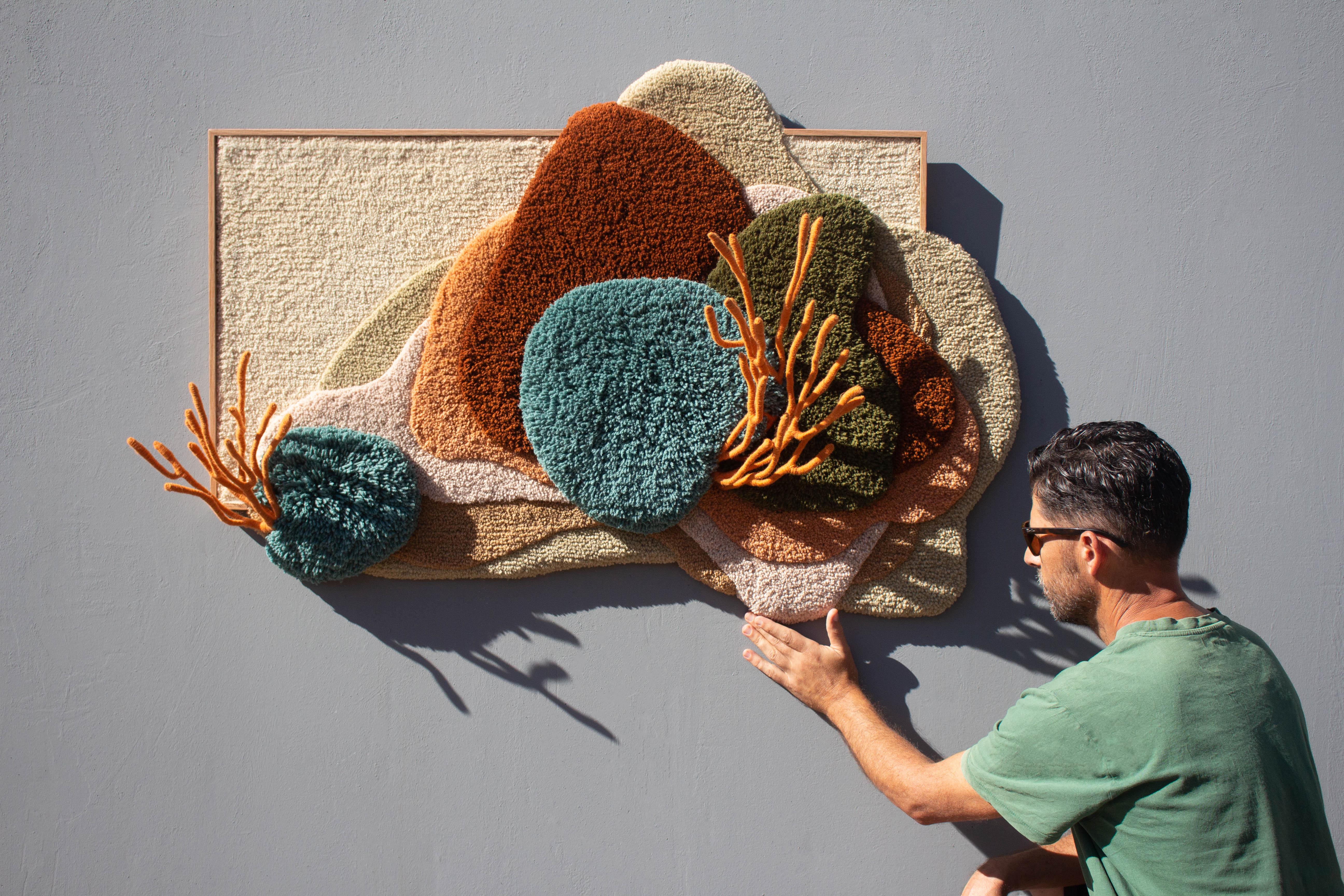 Handmade contemporary wool tapestry with 3D textile sculpture For Sale ...