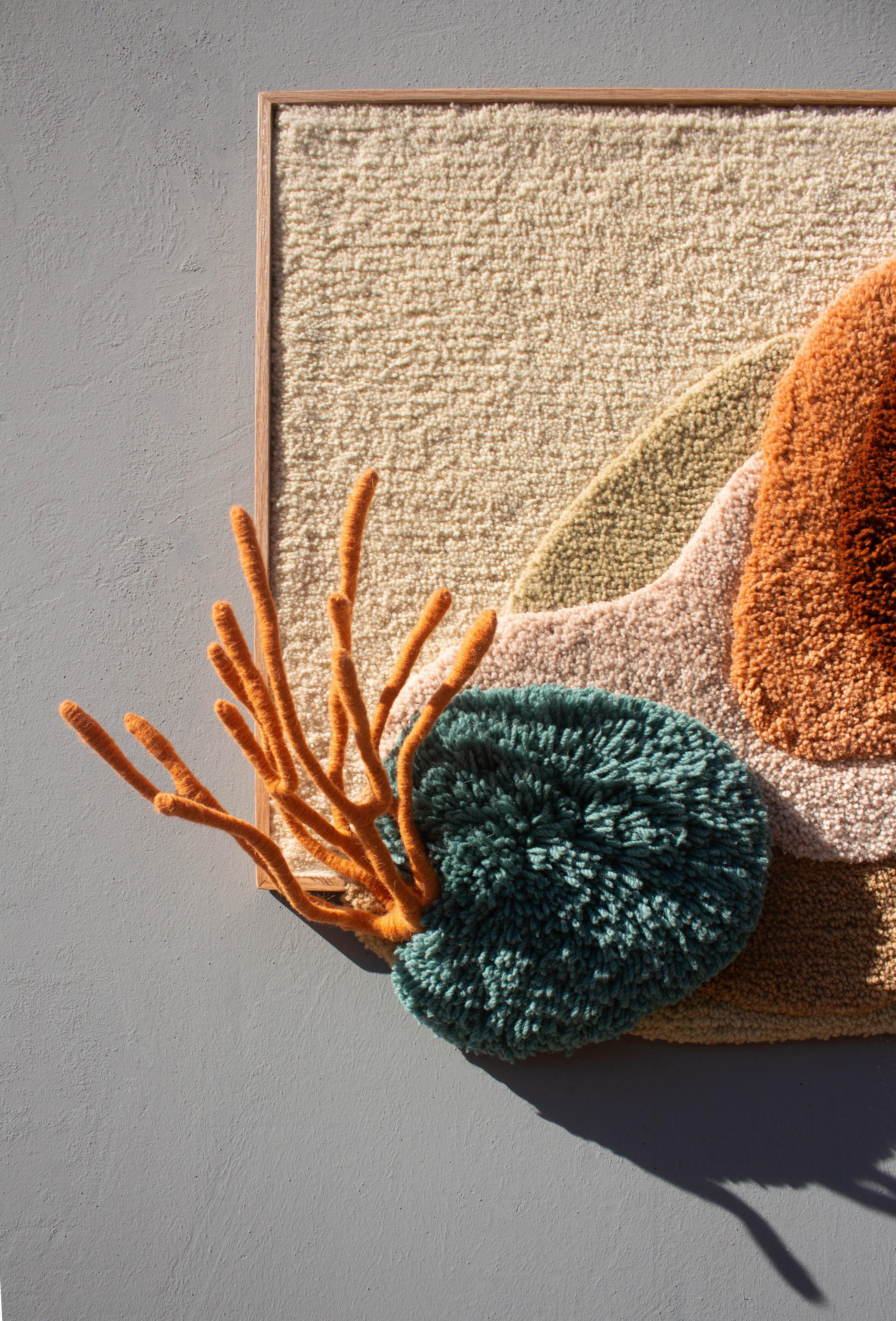 Handmade contemporary wool tapestry with 3D textile sculpture For Sale ...