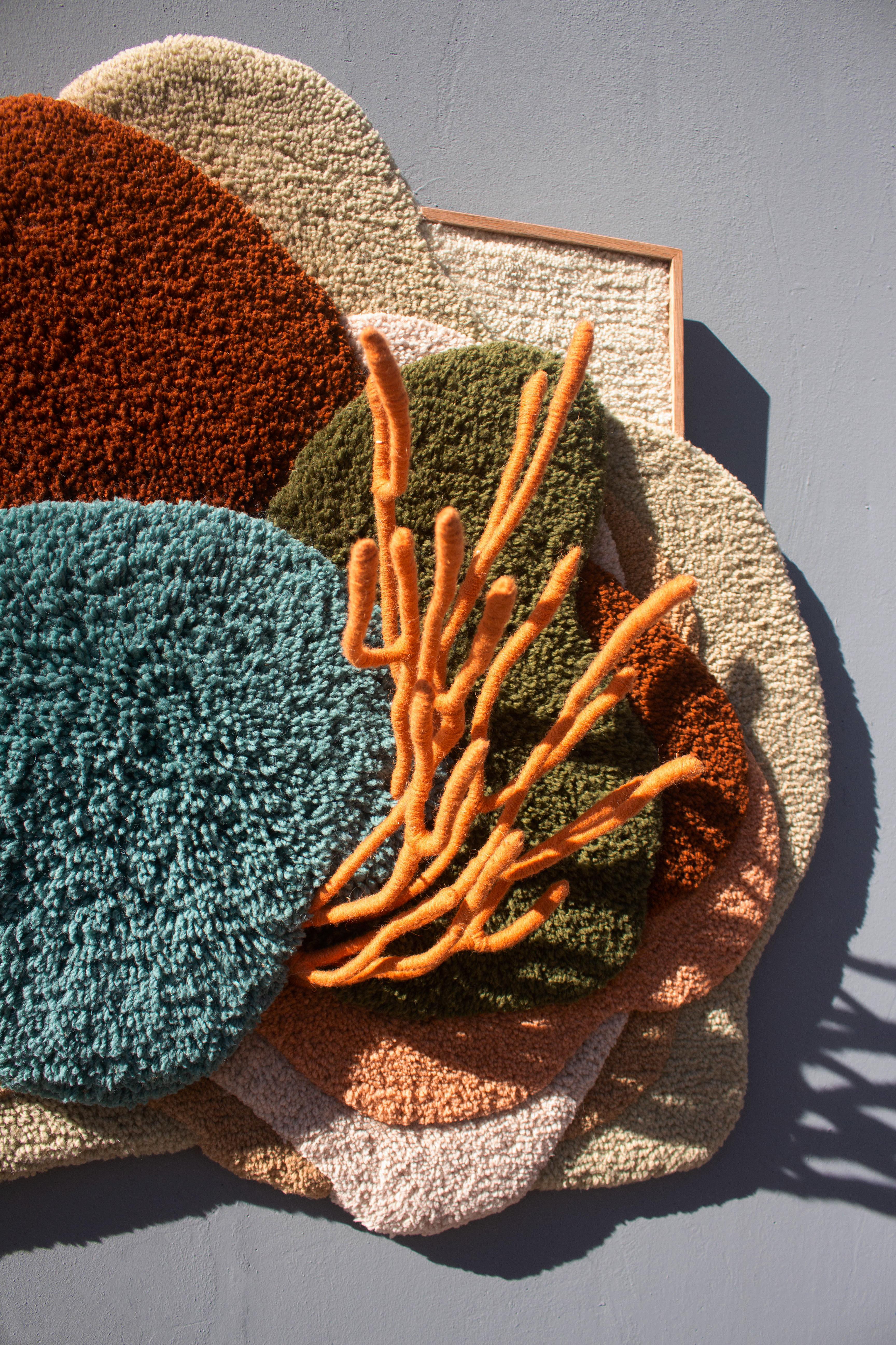 Handmade contemporary wool tapestry with 3D textile sculpture For Sale ...