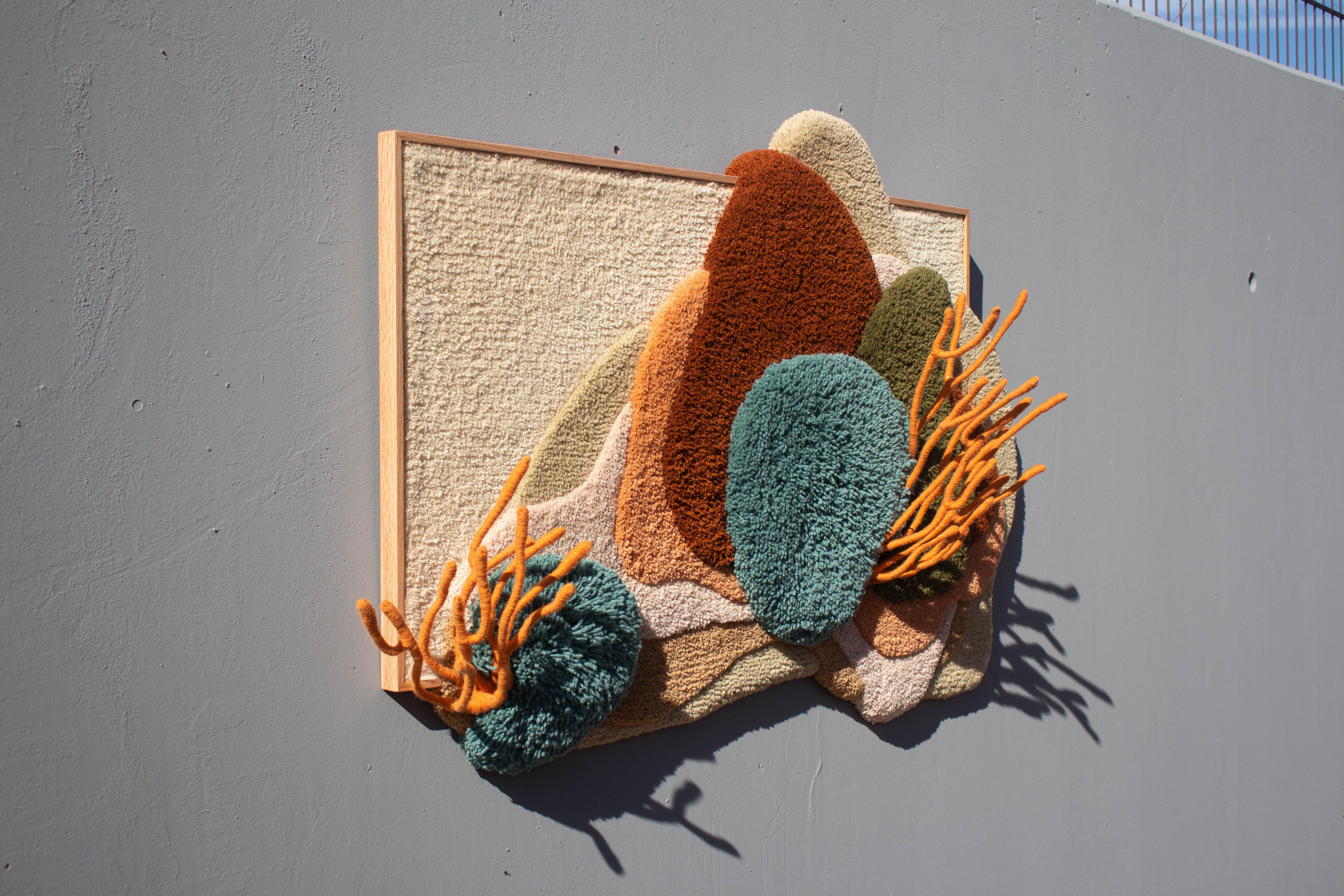 Handmade contemporary wool tapestry with 3D textile sculpture For Sale ...