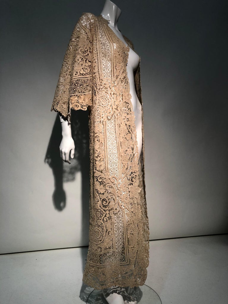 Handmade Cotton Victorian Lace Appliqué on Net Duster Jacket W/ Corset ...