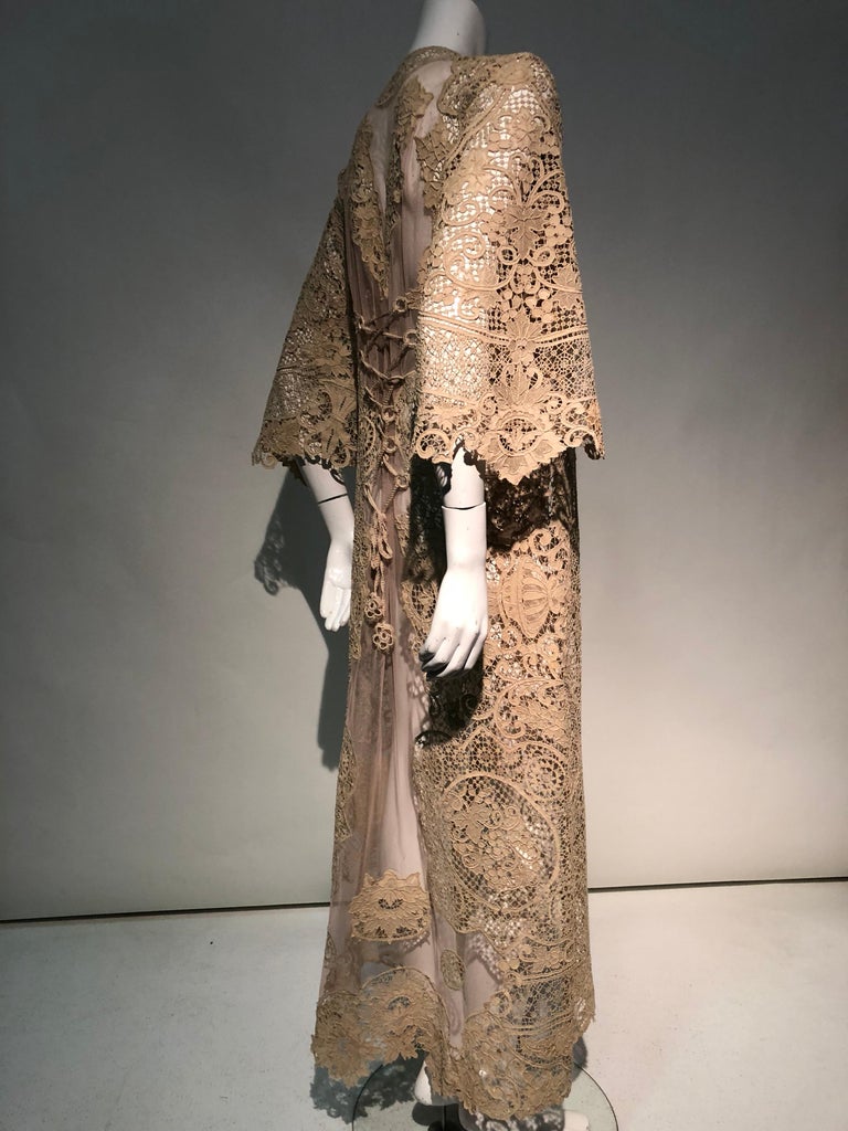 Handmade Cotton Victorian Lace Appliqué on Net Duster Jacket W/ Corset ...