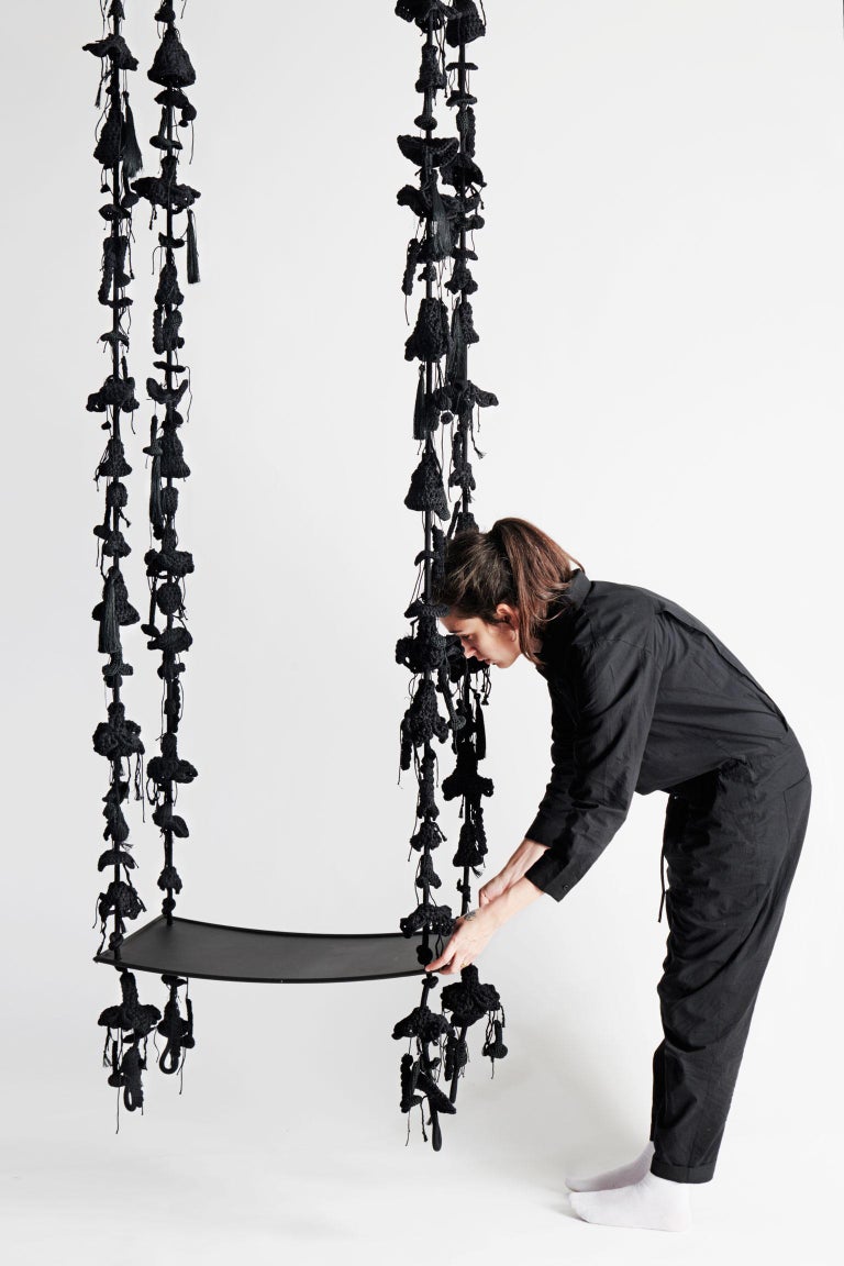Black Textile Swing Handmade Crochet in Cotton and Polyester with Matte ...