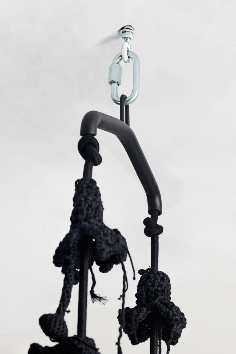 Black Textile Swing Handmade Crochet in Cotton and Polyester with Matte ...