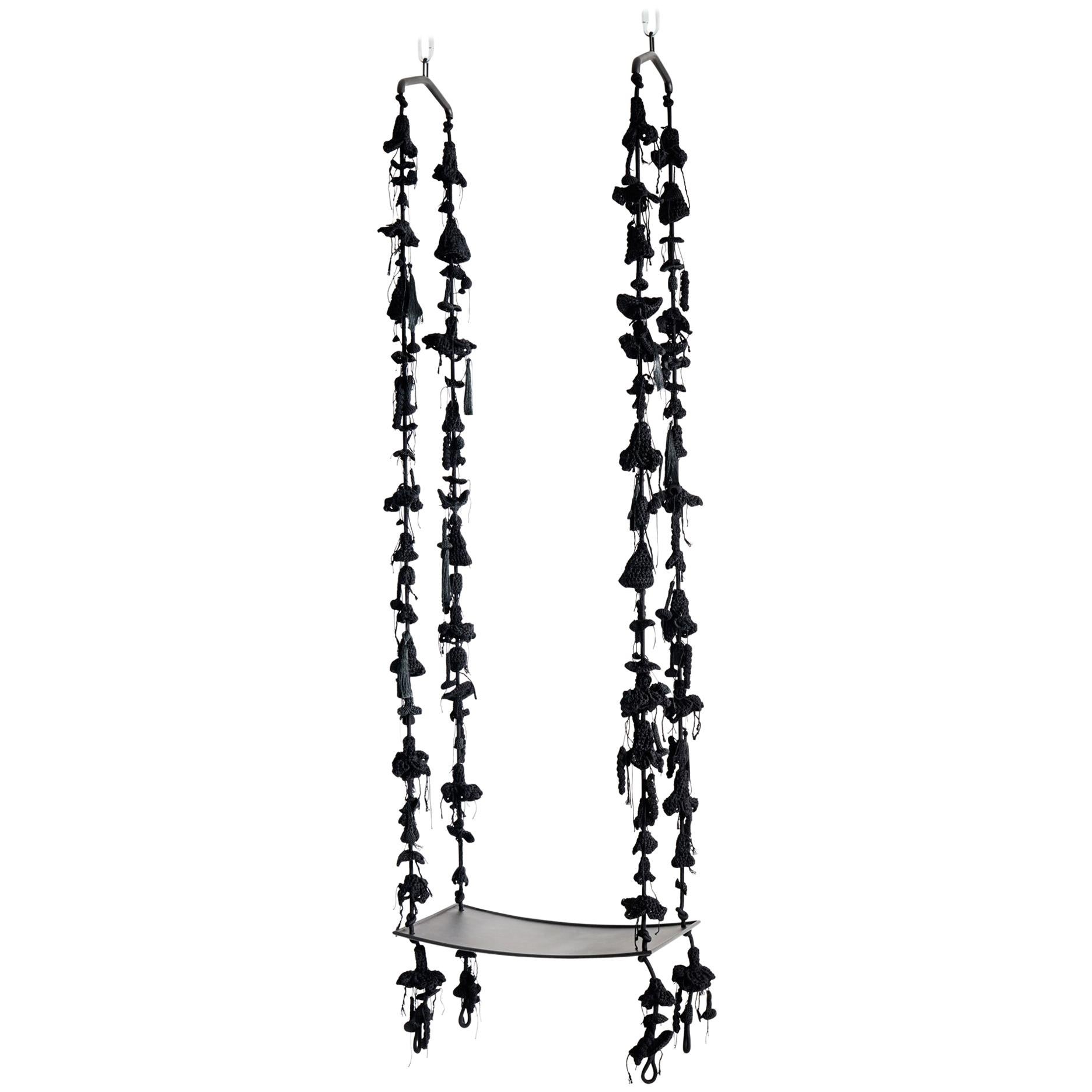 Black Textile Swing Handmade Crochet in Cotton and Polyester with Matte ...