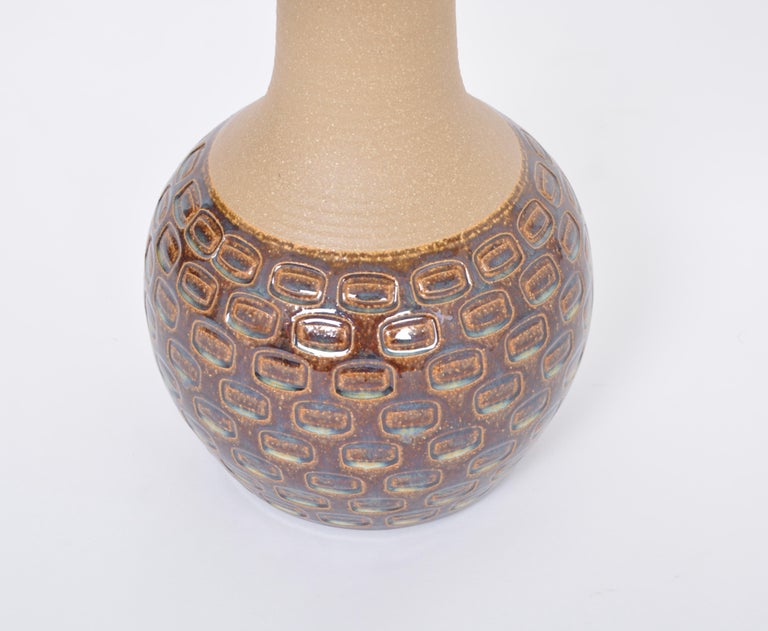 Handmade Danish Mid-Century Modern Stoneware Lamp with Graphic Pattern ...