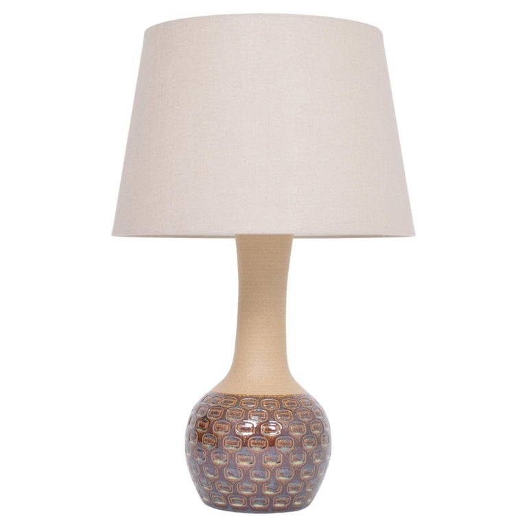 Handmade Danish Mid-Century Modern Stoneware Lamp with Graphic Pattern ...