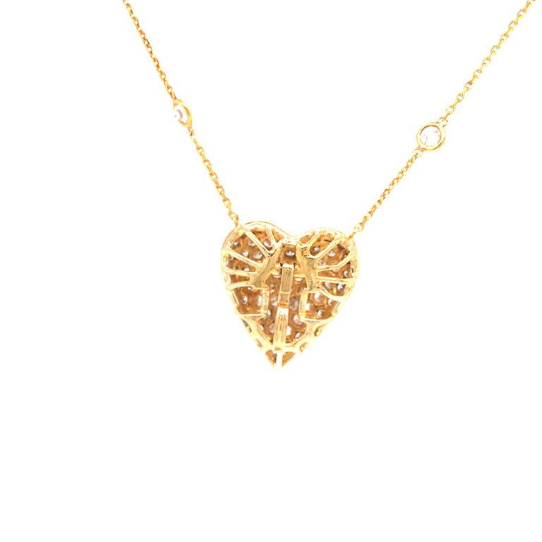 Handmade Diamond Puff Heart Diamond-by-the-Yard Necklace Yellow Gold ...