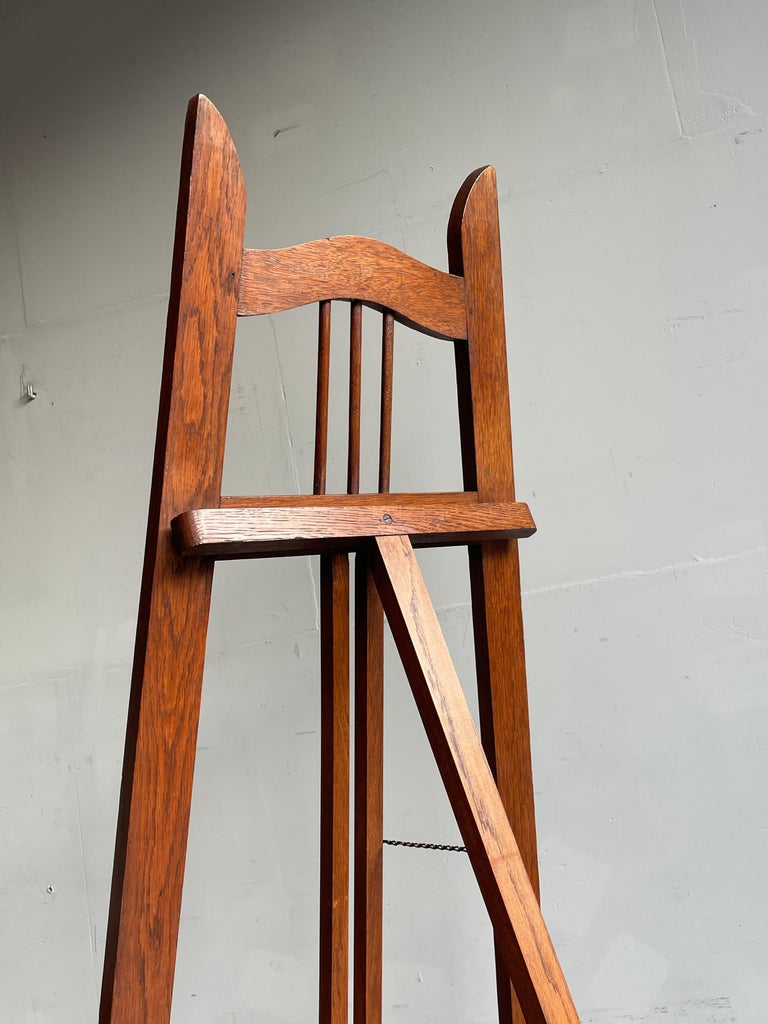 Handmade Dutch Arts and Crafts Solid Oak Floor Easel / Painting Display ...