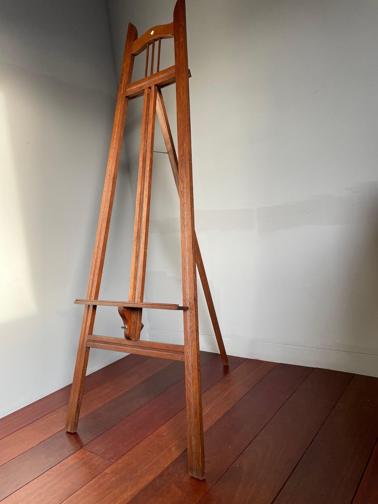 Handmade Dutch Arts and Crafts Solid Oak Floor Easel / Painting Display ...