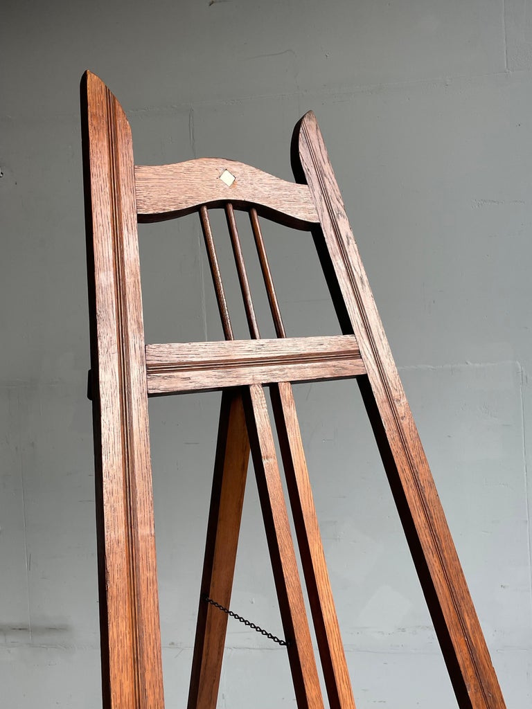 Handmade Dutch Arts and Crafts Solid Oak Floor Easel / Painting Display ...