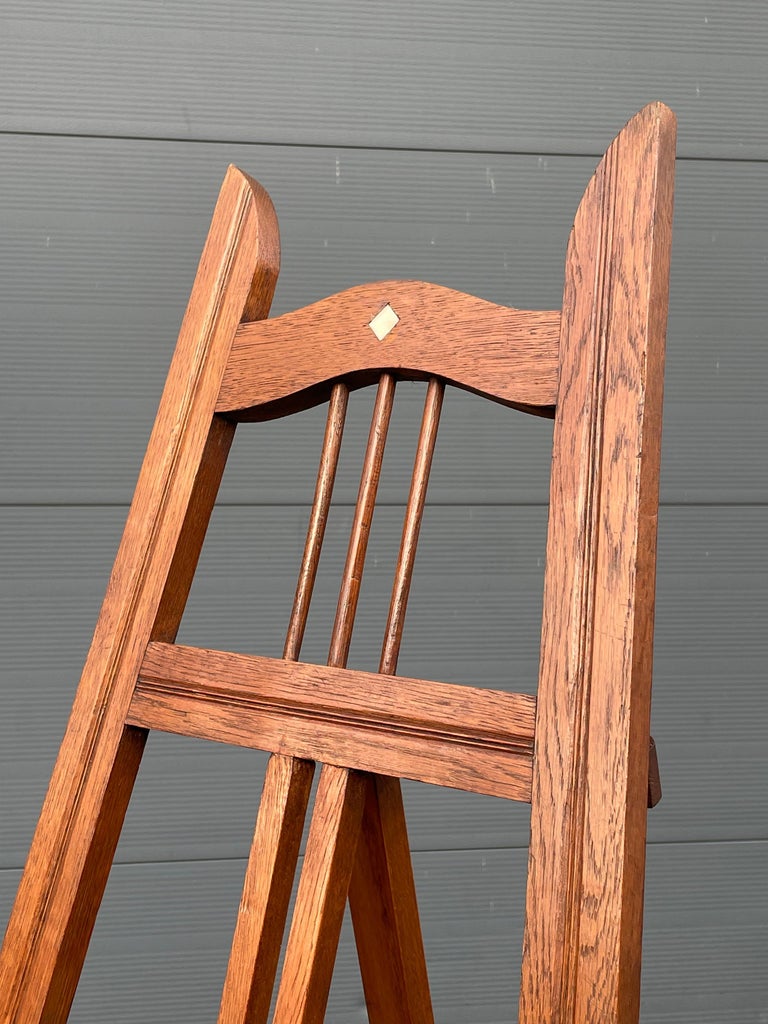Handmade Dutch Arts and Crafts Solid Oak Floor Easel / Painting Display ...