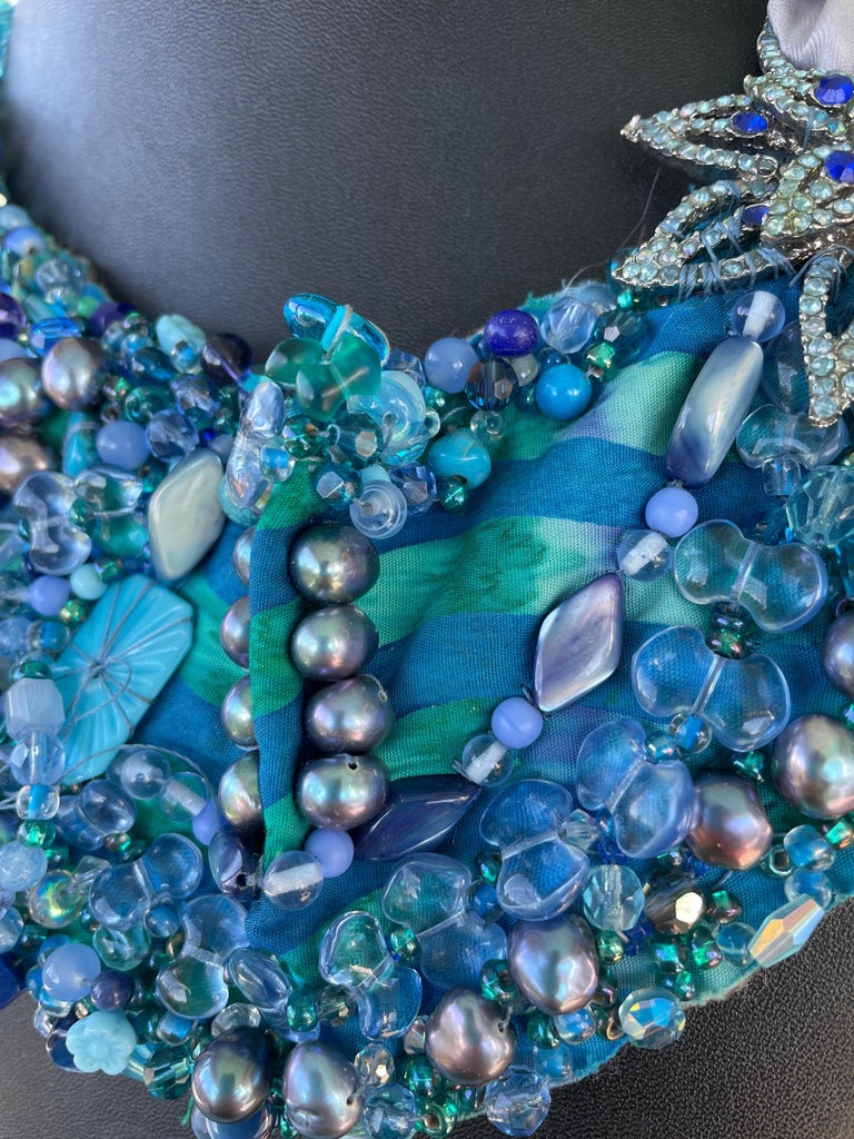 Handmade embroidered collar with blue stones on felt from Lorraine’s ...