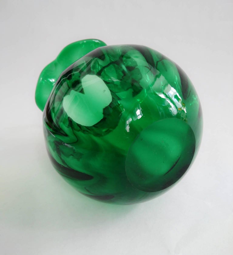 Handmade Emerald Green Art Deco Glass Vase, Sweden For Sale at 1stDibs