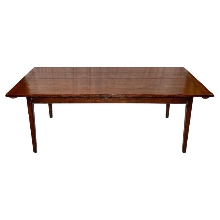 Handmade English Carved Oak Farm Table with 2 End Leaves. For Sale at ...