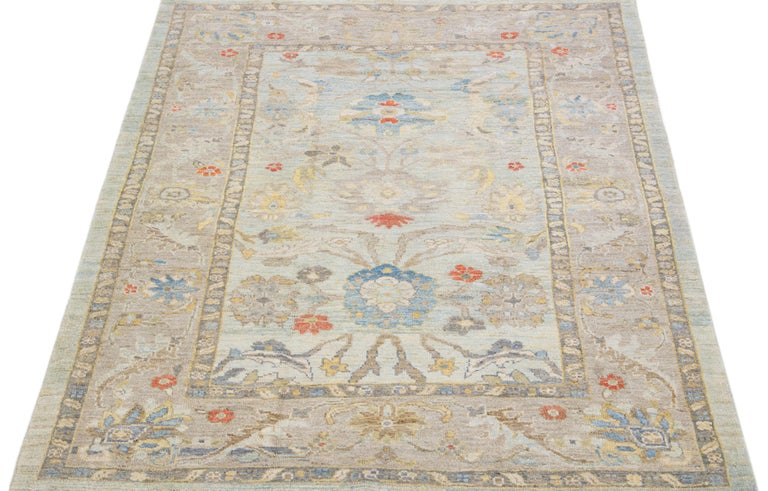 Handmade Floral Modern Sultanabad Persian Wool Rug For Sale at 1stDibs