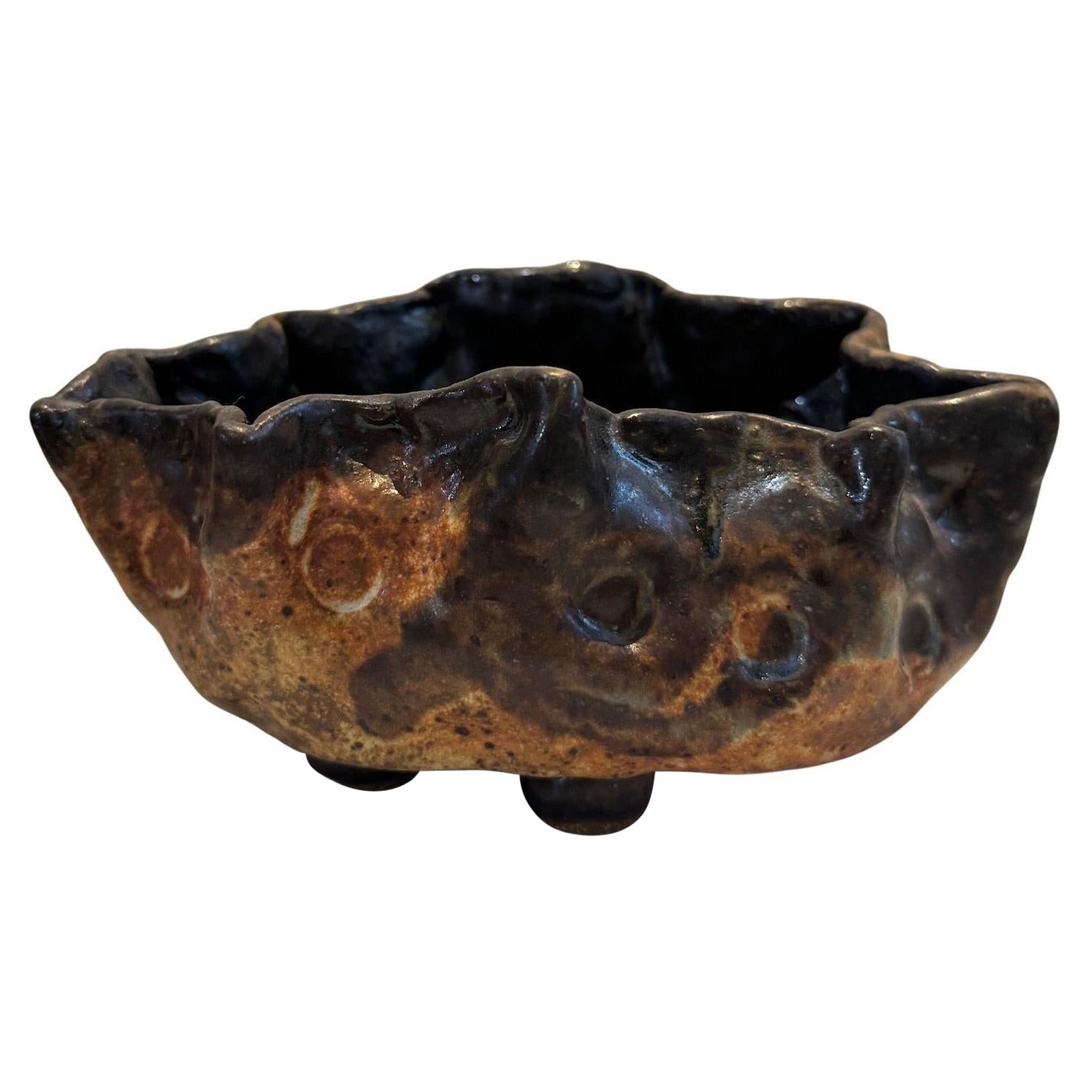 Organic Sculptural Stoneware Vessel with Volcanic Texture ...