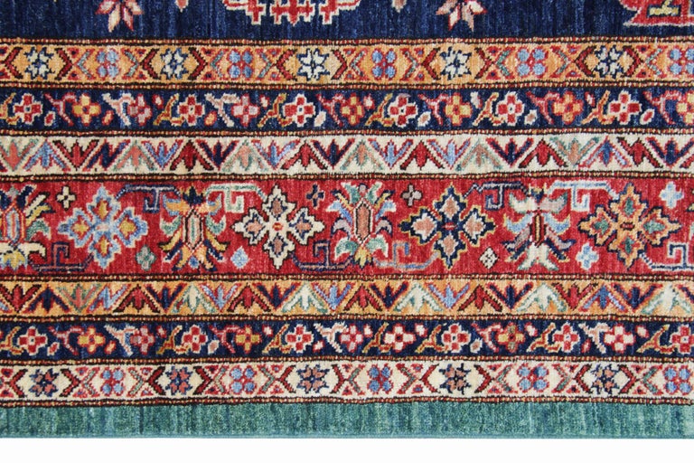 Handmade Geometric Rug, Navy Blue Carpet Traditional Livingroom Rug For ...