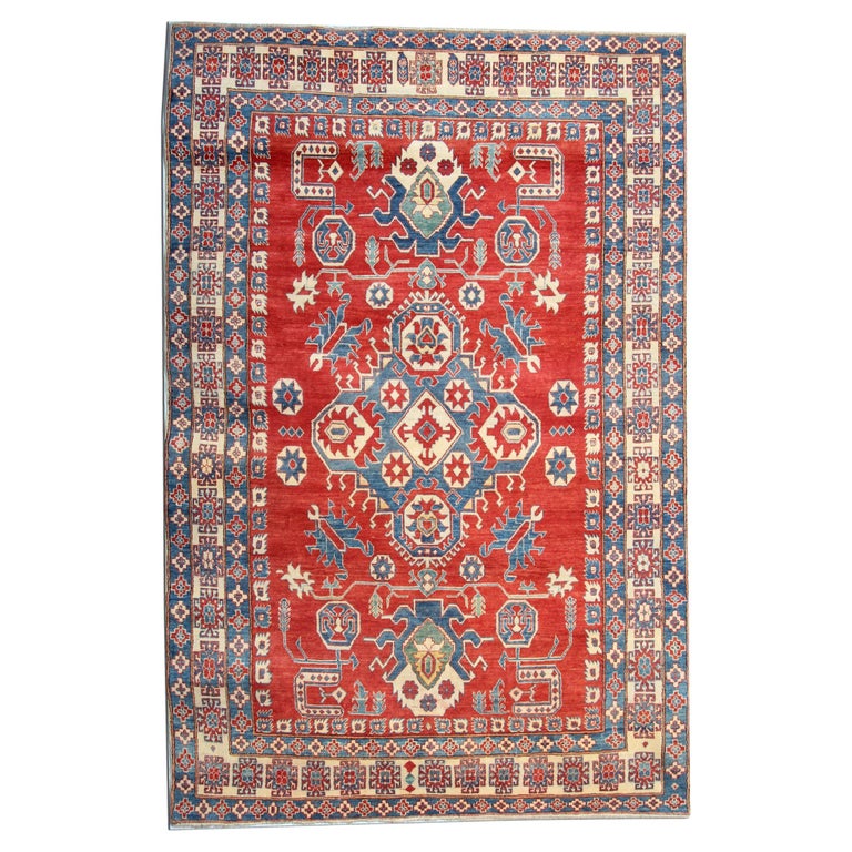 Handmade Geometric Rug, Red Medallion Carpet Traditional Livingroom Rug ...