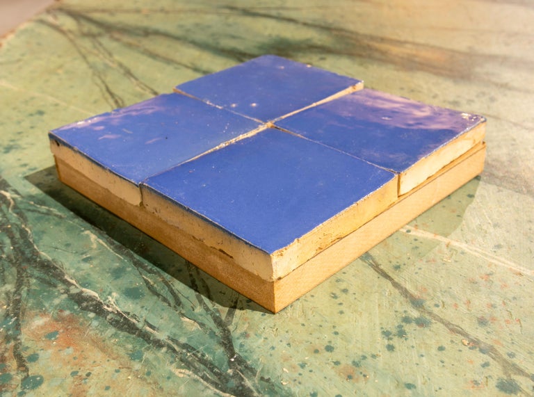 Handmade Glazed Zelige Tile in Blue Colour For Sale at 1stDibs