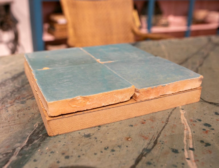 Handmade Glazed Zelige Tile in Light Blue Colour For Sale at 1stDibs