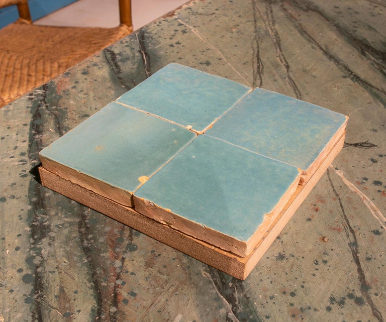 Handmade Glazed Zelige Tile in Light Blue Colour For Sale at 1stDibs