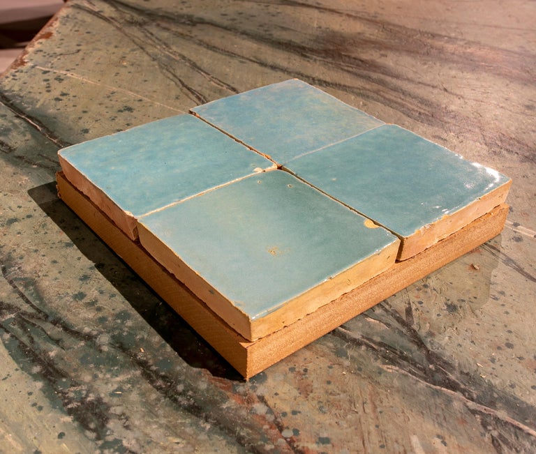 Handmade Glazed Zelige Tile in Light Blue Colour For Sale at 1stDibs