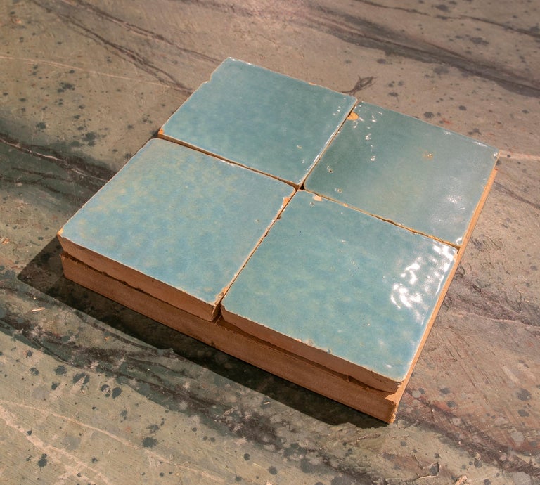 Handmade Glazed Zelige Tile in Light Blue Colour For Sale at 1stDibs
