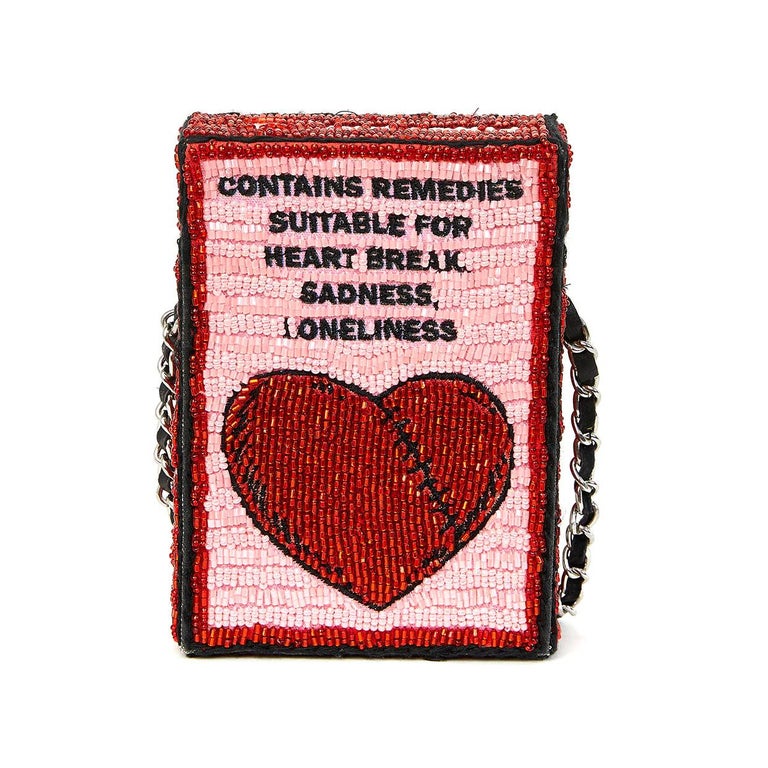 Handmade handbeaded broken heart shoulder bag For Sale at 1stDibs