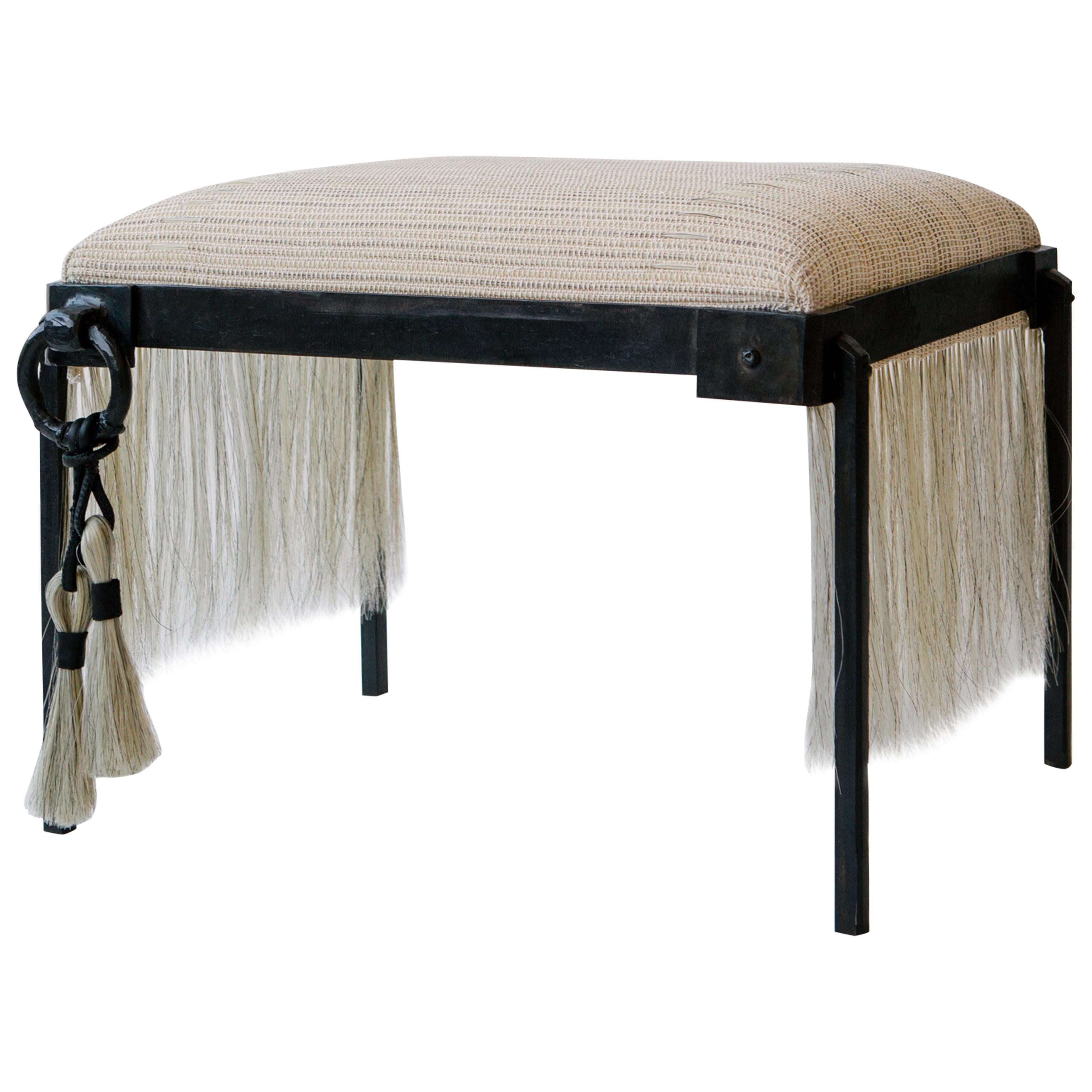 Stool/Bench Modern Medieval Handmade Horsehair Iron Woven Textile ...
