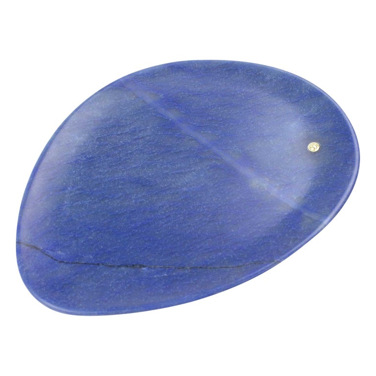 Plate Platter Serveware Solid Blue Azul Marble Hand-carved Collectible ...
