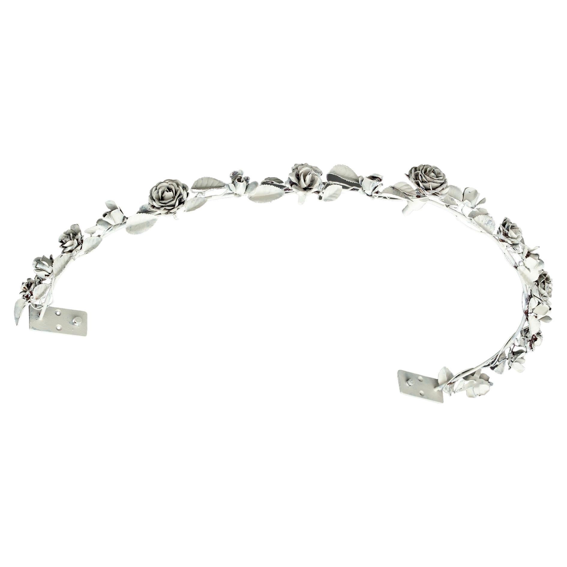 Handmade Iron Crown Header in Flowers and Leaves with Curtain Rod For ...