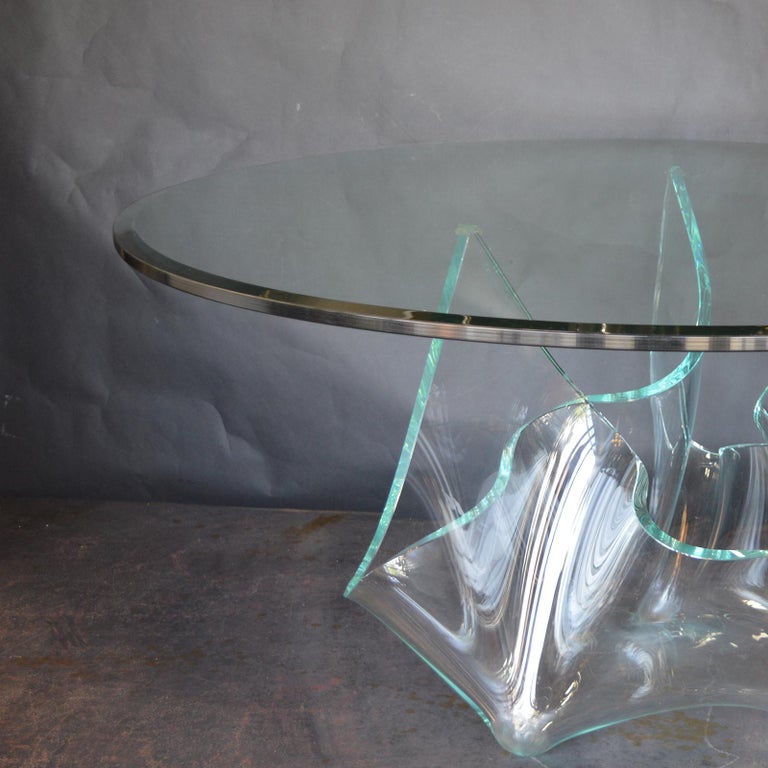 Handmade Italian Glass Center Table, 1970s For Sale at 1stDibs