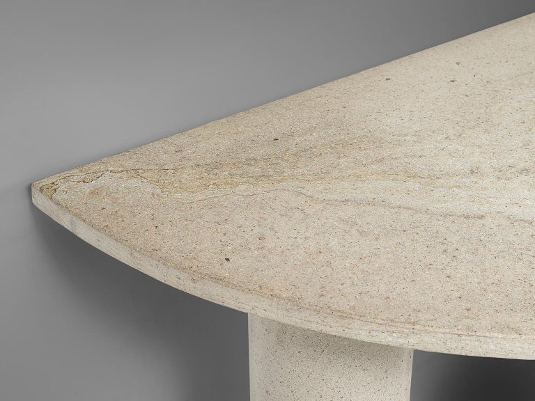 Handmade Italian Half Moon Console Table in Granite For Sale at 1stDibs